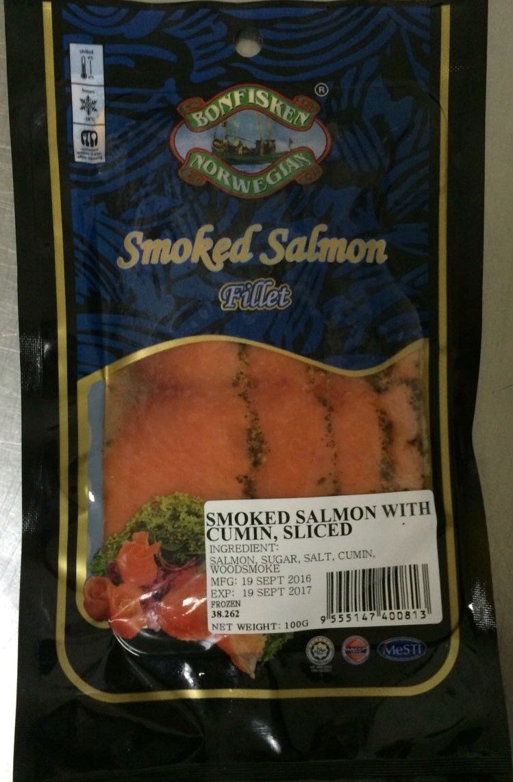 Bonfisken Smoked Salmon Presliced Cumin Skin Off 100g/pack (sold per ...