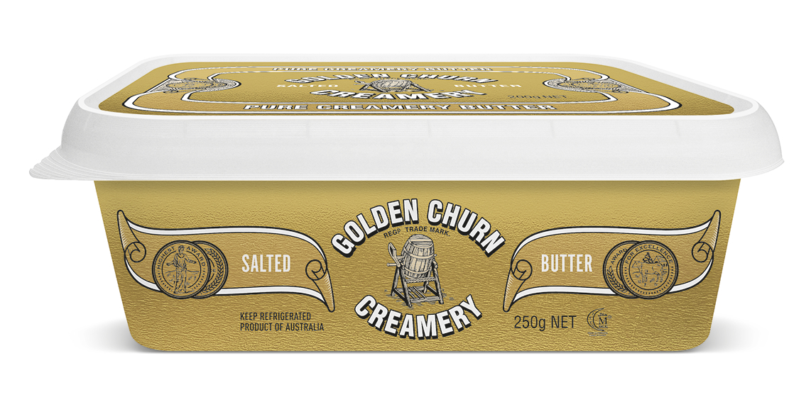 GOLDEN CHURN Tub Range Traditional Salted Butter 250g/box (24 boxes per ...