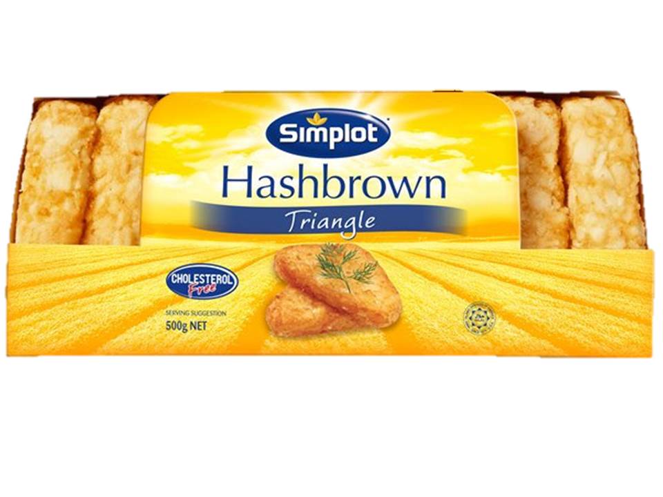 SIMPLOT Triangle Hashbrown 500gm/pack (24 packs per carton) Product of ...