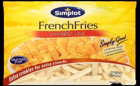 SIMPLOT 12mm Crinkle Cut French Fries 1000gm/pack (12 packs per carton ...