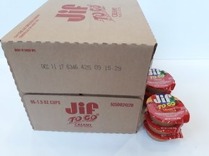 JIF-TO-GO Creamy Peanut Butter Spread 1.5oz 42.52g/cup (96 cups per ...