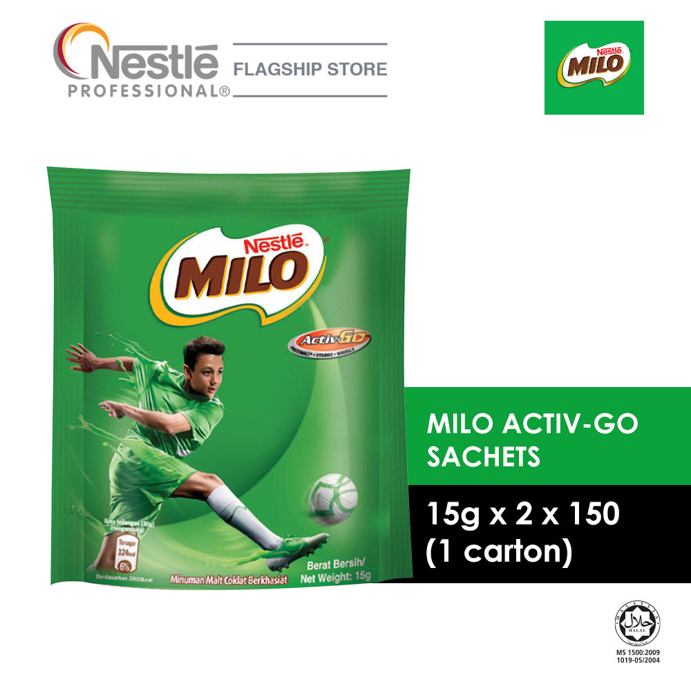 MILO Activ-Go Powder Sachets 15g/sachet x 150 sachets per Pack x 2 ...