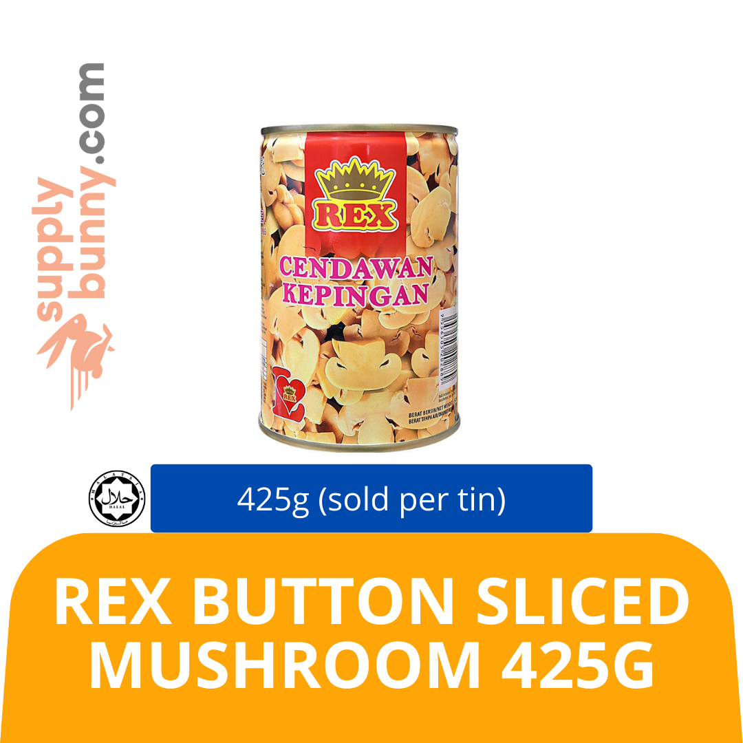 REX BUTTON MUSHROOM 425G (sold per TIN) Cendawan 整蘑菇 — HORECA Suppliers ...