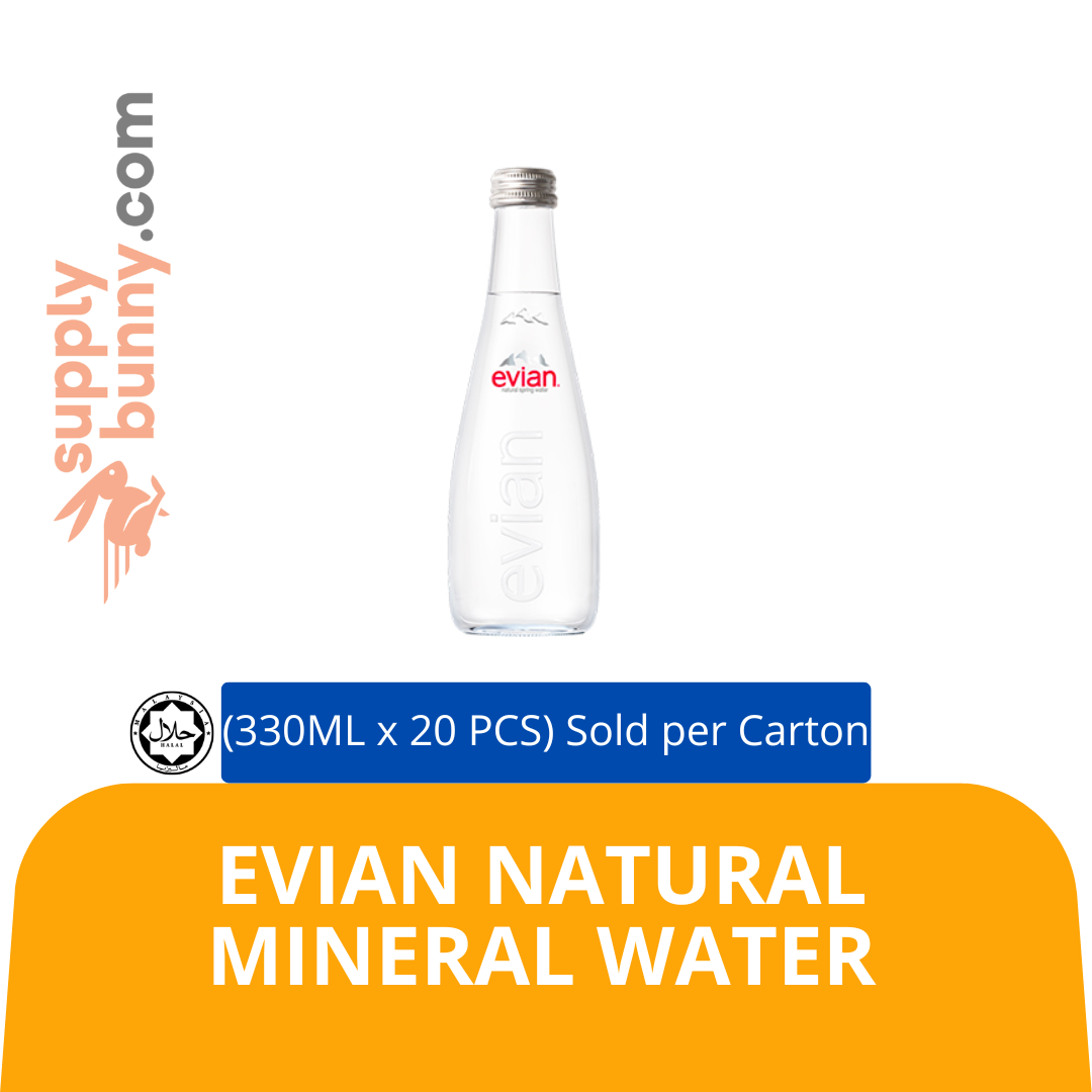 EVIAN NATURAL MINERAL WATER - GLASS 330ML (CARTON x 20 PCS) — HORECA Suppliers | Supplybunny