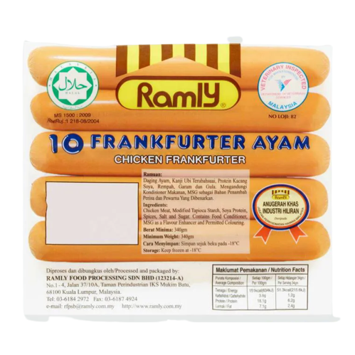 Ramly Frankfurter Ayam 340g x 24pkt (sold per carton) — HORECA ...